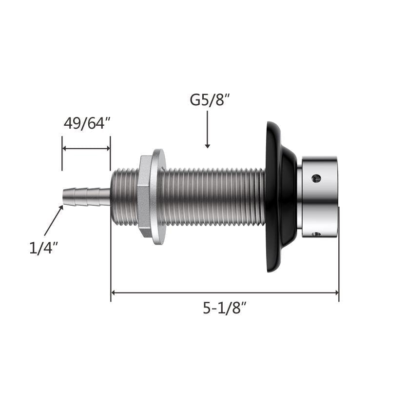 Stainless Steel Beer Shank with Nipple 5-1/8"-3/16" I.D. Bore ...